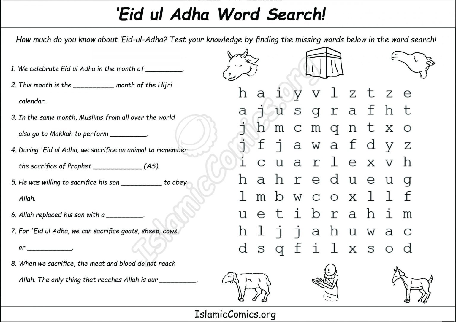 Dhul Hijjah & ‘Eid ul Adha Word Search – Islamic Comics