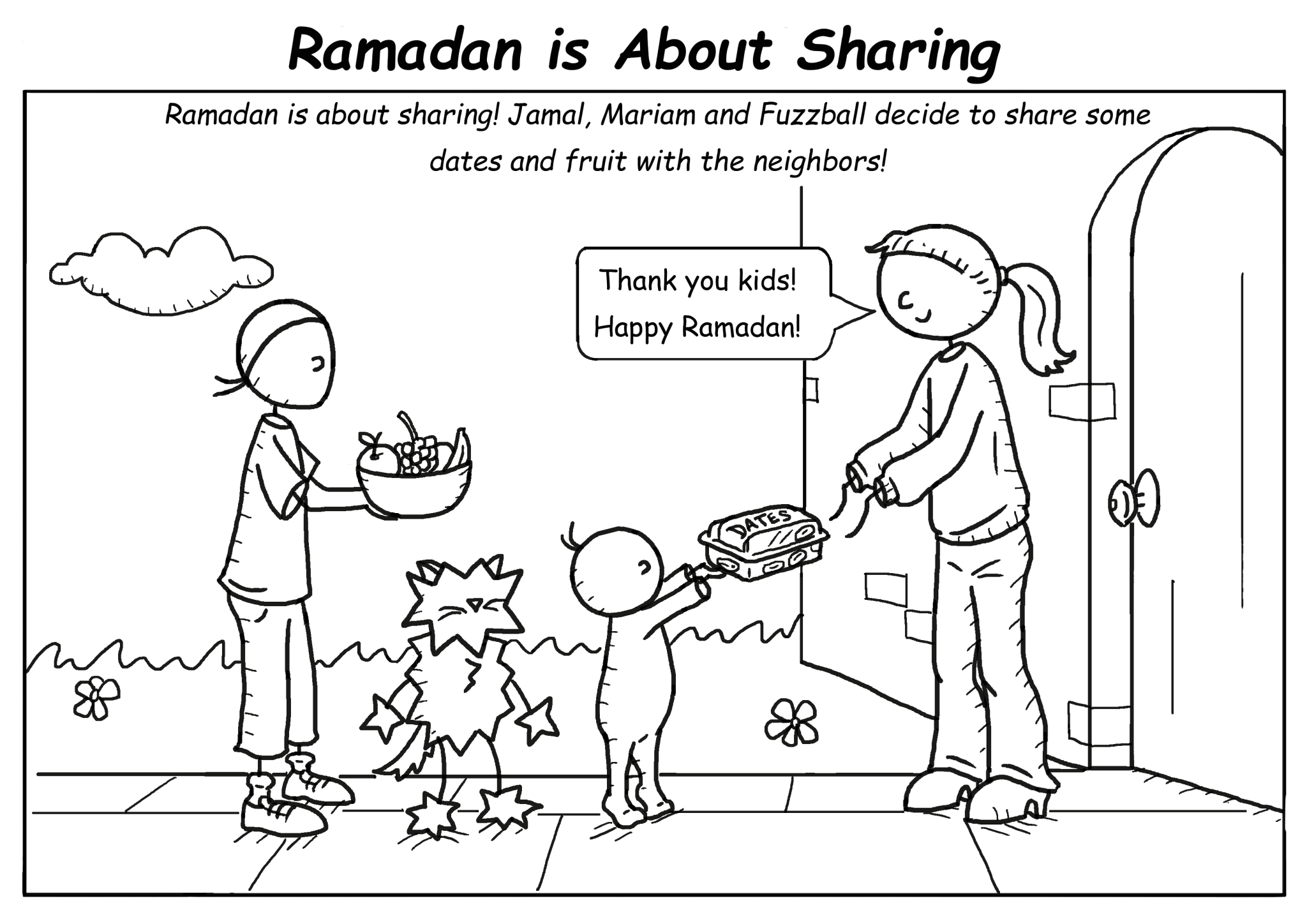 Ramadan is About Sharing – Coloring Page – Islamic Comics